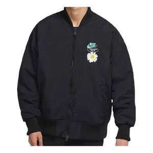 Nike Daisy Printing Sports Training Padded Black Jacket - Multi-color