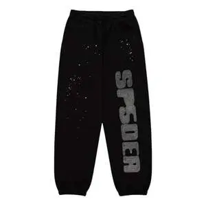 SP5DER Rhinestone Silk Sweatpant - Black
