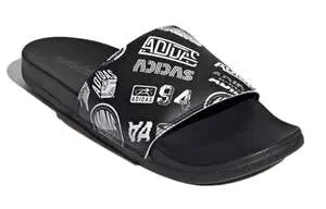 Adidas Adilette Comfort Slides With All-over Logo Detailing - Black