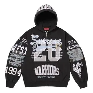 Supreme Warriors Appliqué Zip Up Hooded Sweatshirt