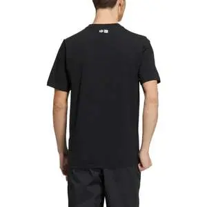 Adidas Solid Color Logo Breathable Round Neck Short Sleeve Black - Multi-color