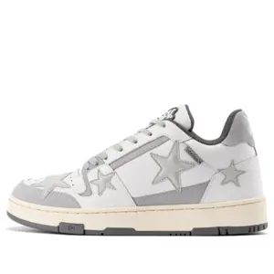 KAALIXTO Skateboarding Mid-top Sneakers With Star Embellishments - White/grey/beige