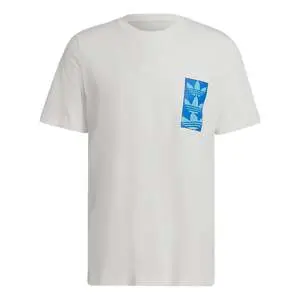 Adidas Originals Logo Pattern Printing Casual Round Neck Short Sleeve White T-shirt - Multi-color