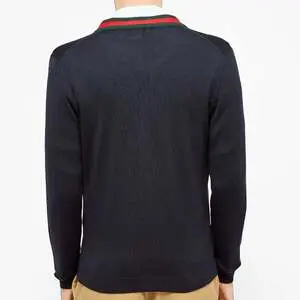 Gucci Ribbed V-neck Cardigan With Stripe Detail