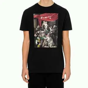 Off-White Fw20 Caravag Painting Short Sleeve Slim Tee - Black