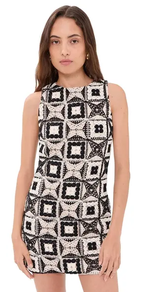 Alice + Olivia Clyde Geometric Crochet Mini Dress