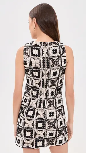 Alice + Olivia Clyde Geometric Crochet Mini Dress