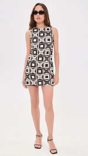 Alice + Olivia Clyde Geometric Crochet Mini Dress