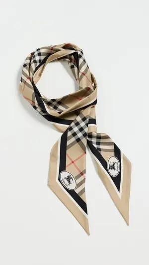 Burberry Check Silk Skinny Scarf - Sand