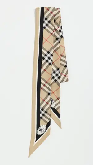 Burberry Check Silk Skinny Scarf - Sand
