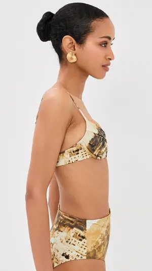 Staud Caroline Bikini Top Abstract Print