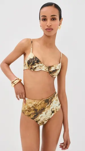 Staud Caroline Bikini Top Abstract Print