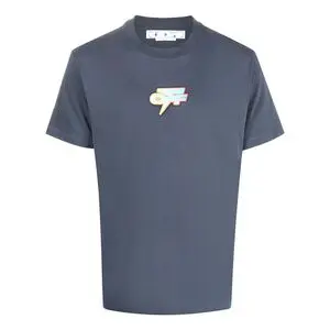 Off-White Ss22 Gradient Logo Printing Round Neck Short Sleeve Ordinary Version Gray T-shirt