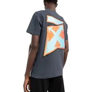 Off-White Ss22 Gradient Logo Printing Round Neck Short Sleeve Ordinary Version Gray T-shirt
