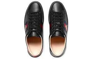 Gucci Ace Embroidered Bee Leather Sneakers - Black