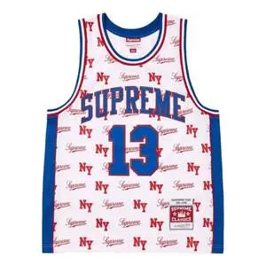Supreme X Mitchell & Ness Ss26 Monogram Basketball Jersey - White