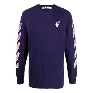 Off-White Long Sleeve Arrow Logo Printed Tee - Blue