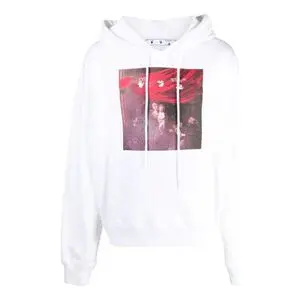 Off-White Printed Logo Detail Hoodie - White