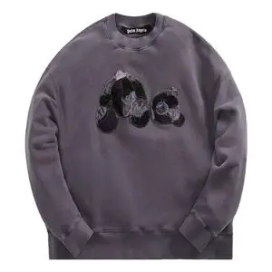 Palm Angels Patchwork Bear Crewneck Sweatshirt - Grey
