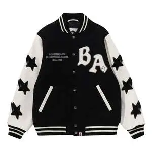 A BATHING APE Relaxed Fit Varsity Jacket - Black