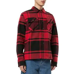 Off-White Lapel Plaid Long Sleeves Shirt Version