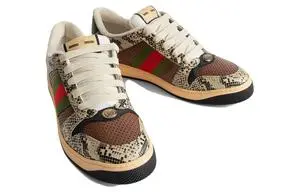 Gucci Screener Python-embossed Leather Sneakers