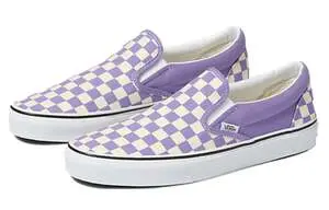 VANS Classic Slip-on Checkerboard Sneakers - White/purple