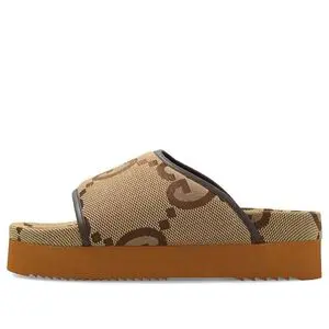 Gucci Jumbo Gg Platform Slide - Camel/ebony
