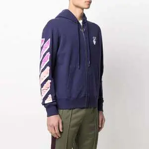 Off-White Diagonal Print Zip Hoodie