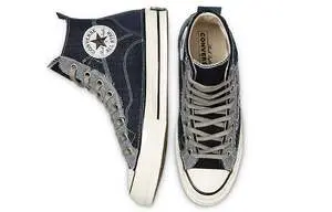 CONVERSE Chuck 70 Hi Denim Patchwork Sneakers - Blue/grey