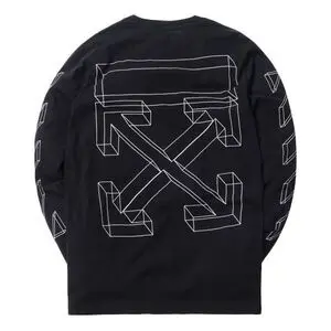 Off-White 3d Printing Hollow Out Arrow Long Sleeve T-shirt - Black