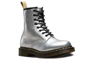 Dr. Martens Vegan 1460 Chrome Paint Metallic Lace Up Boots - Silver