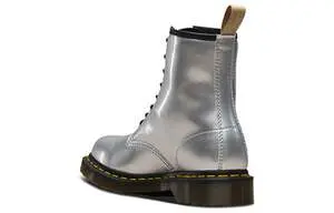 Dr. Martens Vegan 1460 Chrome Paint Metallic Lace Up Boots - Silver