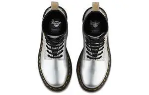 Dr. Martens Vegan 1460 Chrome Paint Metallic Lace Up Boots - Silver