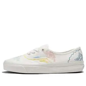 VANS Authentic Linen Blossom Embroidered Sneakers - White/blue/pink