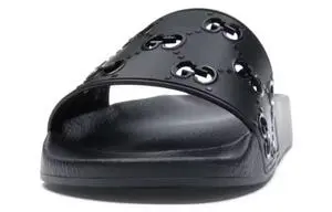 Gucci Rubber Slide Sandals With Embossed Gg Detail
