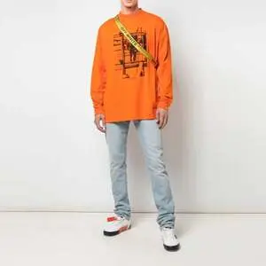 Off-White Arrow Logo Pattern Printing Long Sleeves Orange