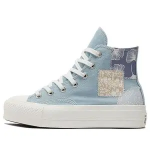 CONVERSE Chuck Taylor All Star Lift Platform 'denim Patchwork' High Top Sneakers - Blue/blue/egret