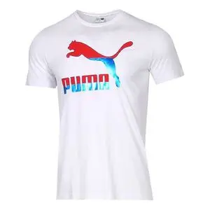 PUMA Logo 3m Short Sleeve Tee White/red - White-red