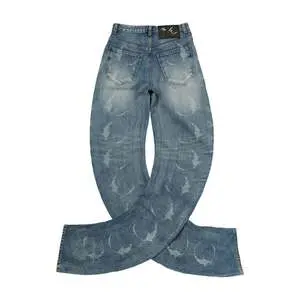 THUG CLUB Laser Washed Parkour Denim Pants - Black