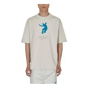 JORDAN X Union Crossover Solid Color Alphabet Pattern Printing Round Neck Short Sleeve Us Edition Gray