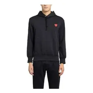 Play Comme Des Garcon Hoodie With Red Heart Emblem - Black