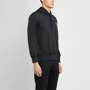 Play Comme Des Garcon Hoodie With Red Heart Emblem - Black
