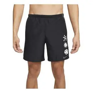 Nike Pattern Printing Lacing Black Straight Shorts - Default Color