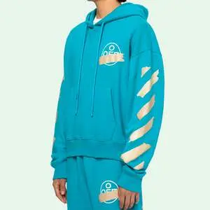 Off-White Diagonal Stripe Hooded Sweatshirt