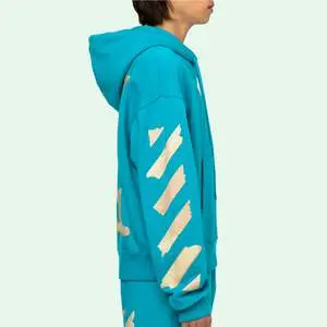 Off-White Diagonal Stripe Hooded Sweatshirt
