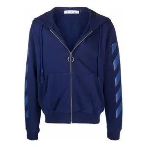 Off-White Striped Zip-up Hoodie - Blue