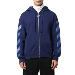 Off-White Striped Zip-up Hoodie - Blue