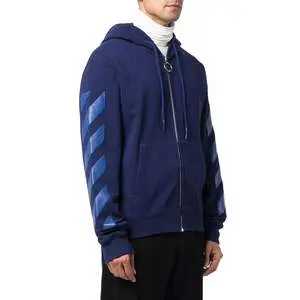 Off-White Striped Zip-up Hoodie - Blue