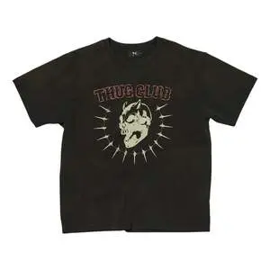 THUG CLUB Vintage Riding Skull T-shirt - Black